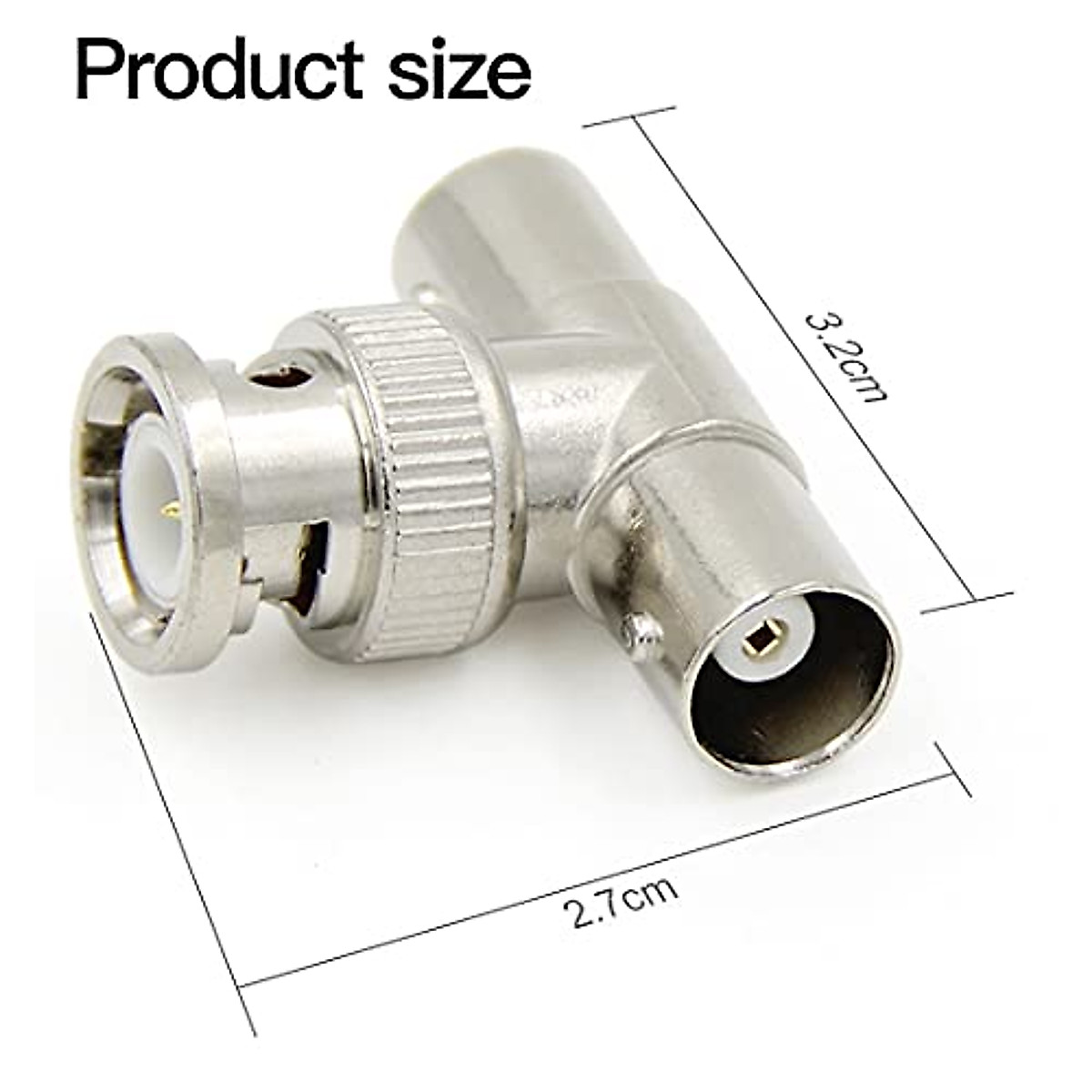 VFLTOOL 14 Pcs BNC Male to Double Female Adapter, T-Shaped Splitter for Coaxial Cable Extension, Nickel Plated Brass