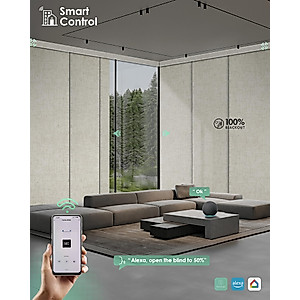 Yoolax Custom XL Smart Sliding Door Blinds,motorized sliding panel blinds works with Alexa,fabric blackout vertical blinds for glass doors.hanging room divider,patio doors,closet doors