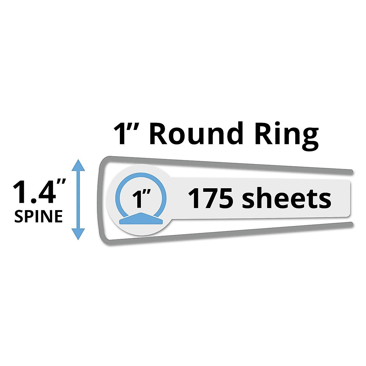 Avery Economy Binders with Round Rings & LABEL HOLDER - BLACK, 1", 1 Pack, Model:04301