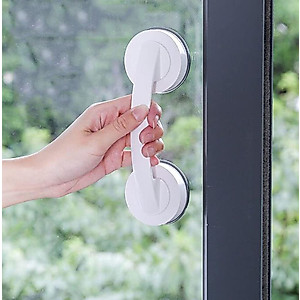 WANLIAN-Powerful Suction Cup Glass Mirror Door Handle, Refrigerator Drawer Bathroom Suction Cup Wall handrail, Bathtub Shower Handle Kitchen Drawer Cabinet Handle Suction Cup (White Large)