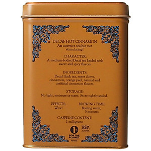 Harney & Son's Decaf Hot Cinnamon Tea Tin 20 Sachets (1.4 oz ea, Two Pack) - Decaffeinated Black Tea Blended with Cinnamon, Orange, and Sweet Cloves - 2 Pack 20ct Sachet Tins (40 Sachets)