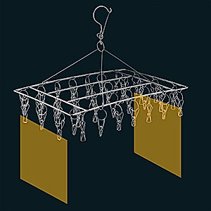 Tosnail 2 Pack Stainless Steel Clip and Drip Hangers Clothes Drying Rack Laundry Accessories - Total 66 Clips