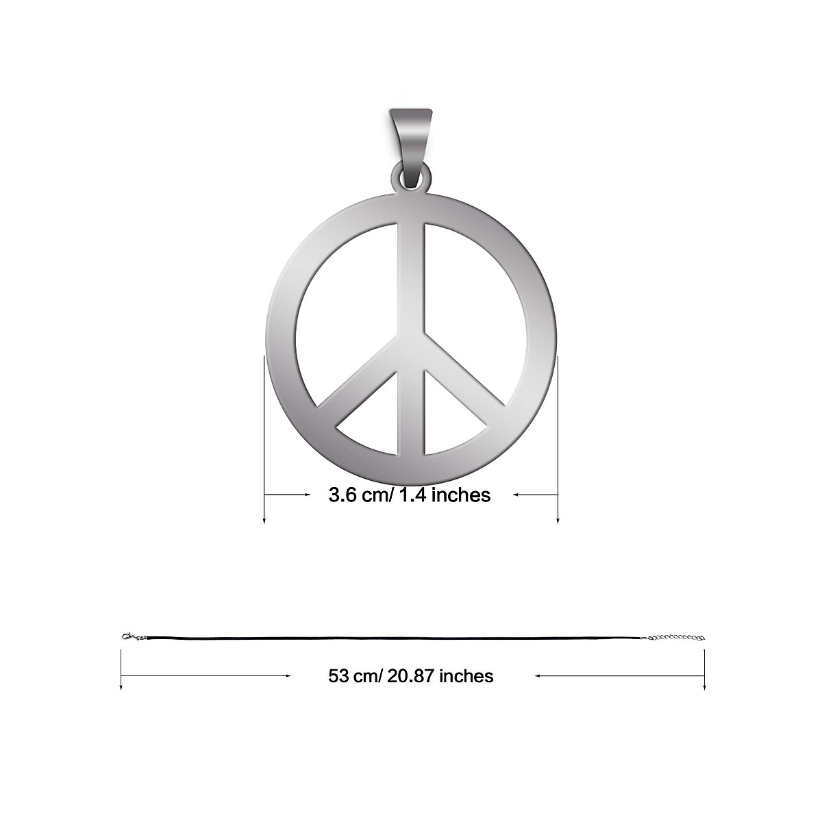 Sunshane 2 Pack Hippie Style Peace Sign Necklace Hippie Party Dressing Accessories, Silver