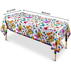 HHLCWA 3Pcs Art Paint Party Tablecloths, Disposable Art Plastic Table Cover for Boys & Girls Art Painting Them Birthday Party Supplies Decorations, 86.6 x 51.2inch
