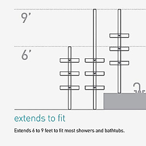 simplehuman 9' Tension Pole Shower Caddy, Stainless Steel and Anodized Aluminum