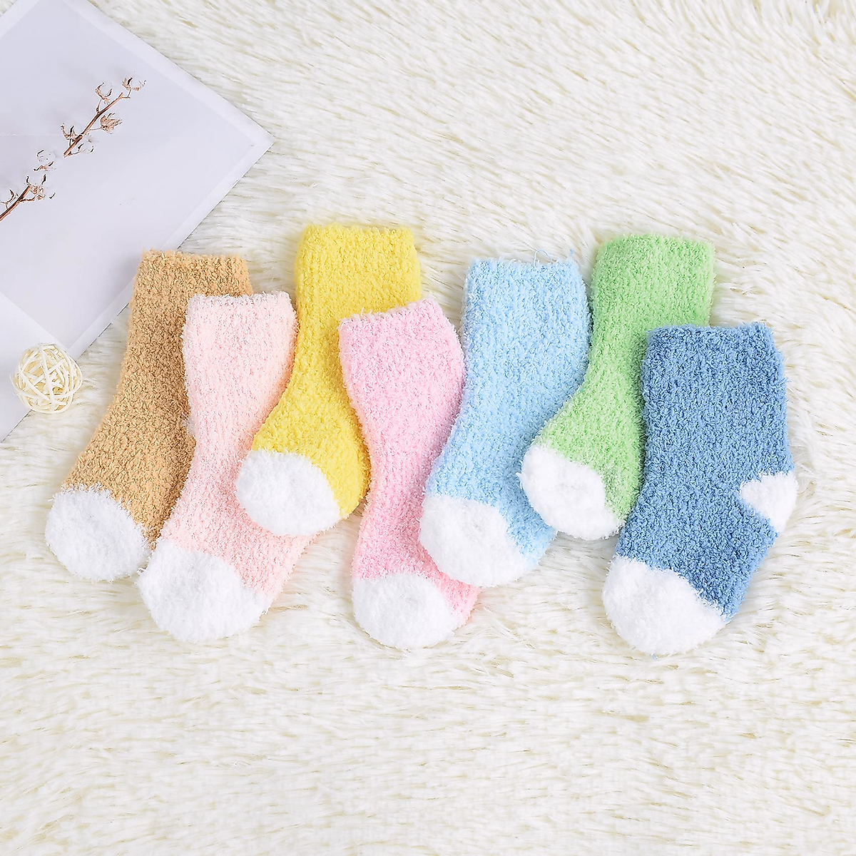 Durio Kids Socks Cozy Socks for Kids Toddler Socks Boys 4t-5t Fuzzy Socks for Girls Boys 4-6 Years Winter Warm Socks Athletic Socks Blue&Cowboy Blue&Green 3-4 Years