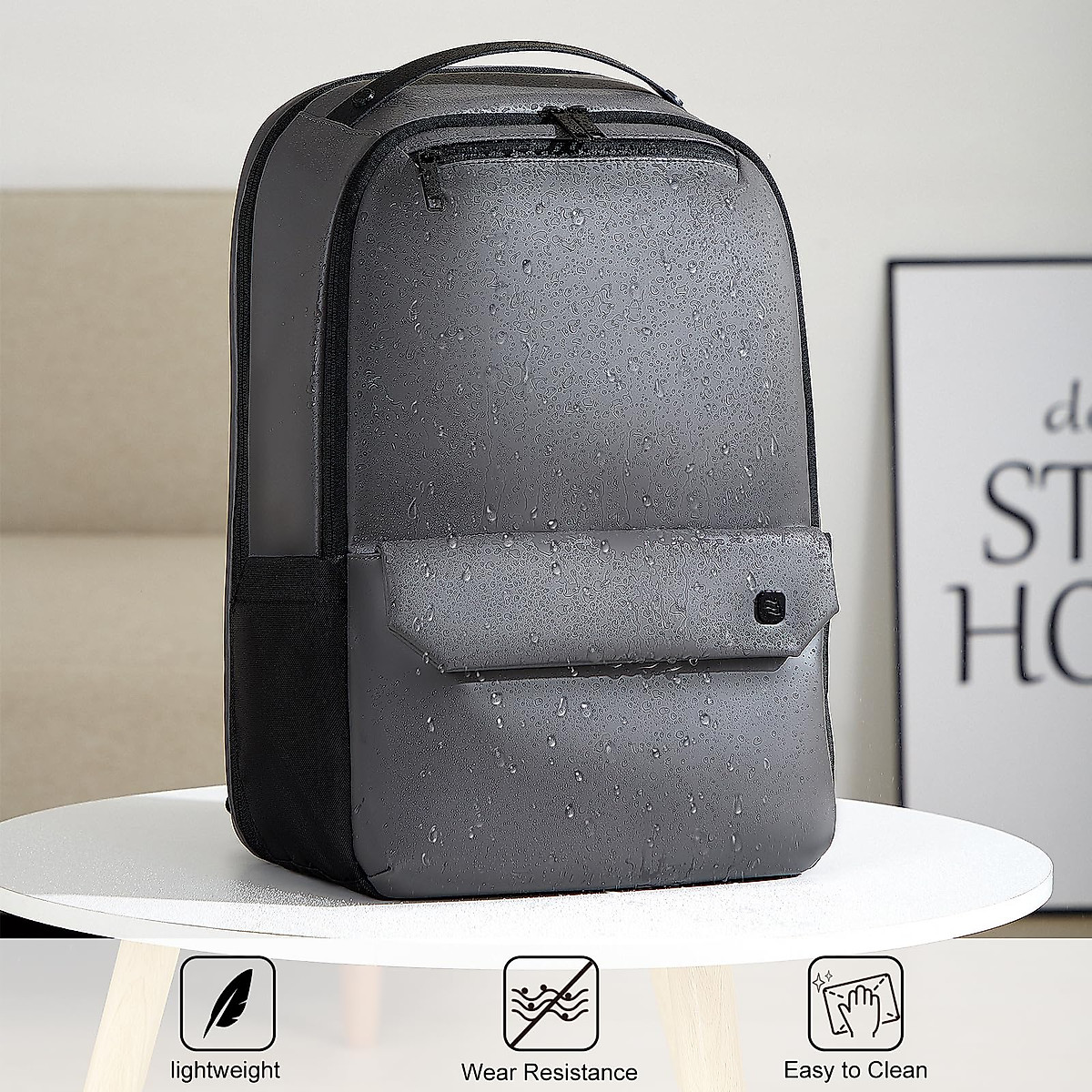 Hanke Carry on Backpack Toiletry Travel Laptop Backpack for Men & Women, Durable Rucksack Weekender Bag Daypack(Mineral Grey)