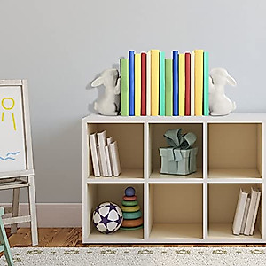 BestAlice 2 Pcs Rabbit Bookends, Bunny Book Ends for Shelves, Ceramic Animal Figurine Book Ends Stands Shelves Organizer, Heavy Duty Bookends to Hold Books, White Rabbit Home Decor