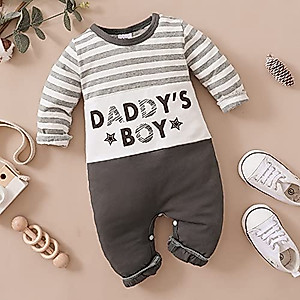 DEFAHN Twins Baby Boy Hooded Rompers Footless Jumpsuit 2 Pack Mama's Boy Daddy's Boy Twin Matching Outfit (2Pc Mama's and Daddy's Boy, 6-12 Months)