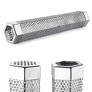 Pellet Smoker Tube for Grilling, 12 inches Premium Stainless Steel BBQ Wood Pellet Tube Smoker for Gas Charcoal Electric Grill or Smokers, Hexagonal