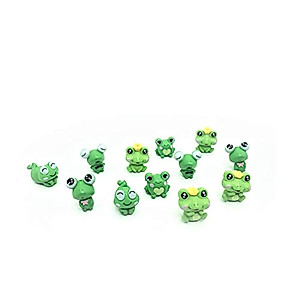 12 Pcs Resin Mini Frogs Cute Frog Miniature Figurines Animals Model Fairy Garden Miniature Moss Landscape DIY Terrarium Crafts Ornament Accessories for Home Décor (12 Pcs)