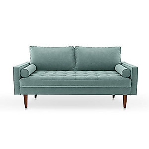 SILKIR Velvet Furniture for Small Spaces, Mid-Century Modern Loveseats for Living Room, Love Seat Couch Sofas, 70 Inches, Aqua Turquoise