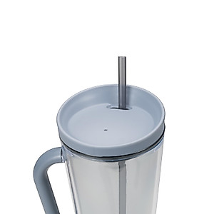 COOL GEAR 3-Pack 26 oz Spritz Tumbler with Straw and Handle | Pressure Fit Lid, Colored Re-Usable Tumbler Water Bottle with Straw and Handle - Cool Grey Pack