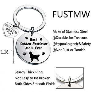FUSTMW Dog Owner Gifts Best Boxer, Boston Terrier, Golden Retriever Mom Ever Keychain Gift Dog Lover Gifts Paw Print Jewelry Animal Pet Owner Rescue Gift (Golden mom Ky)