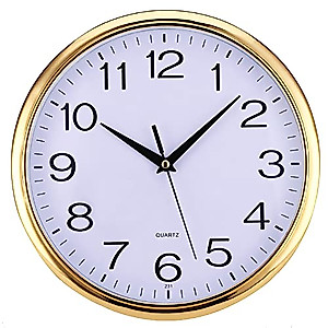LAIGOO 12 inch Gold Wall Clock Analog, Silent Non-Ticking, Decorative Modern Wall Clock Battery Operated for Living Room Bathroom Bedroom Kitchen Office School