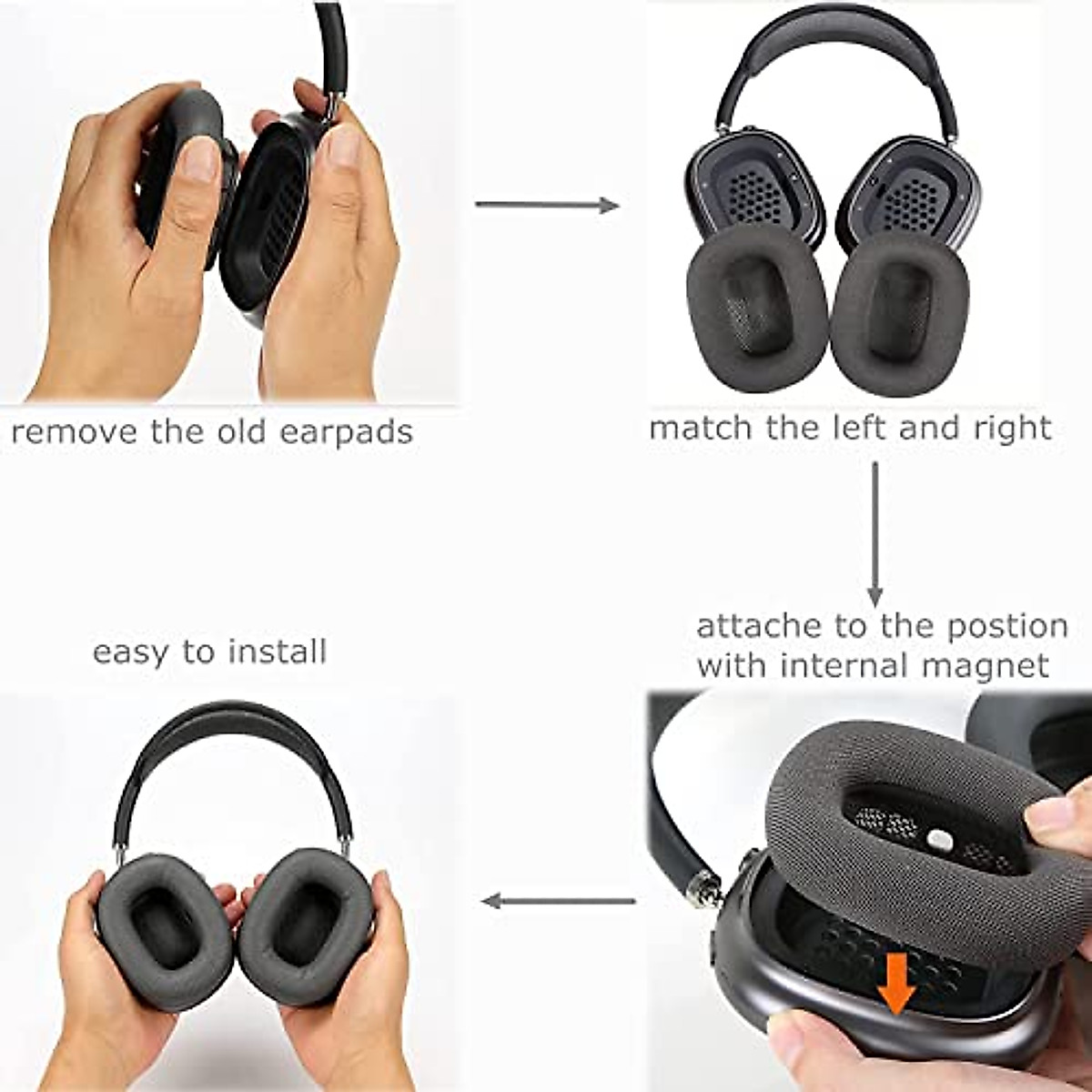 Ear Cushions for appple AirPods Max Replacement Leather earpads Sweat Proof Ear Cups Cushion Replace for airpod max Headphone with Protein Leather Memory Foam and Magnet (White)