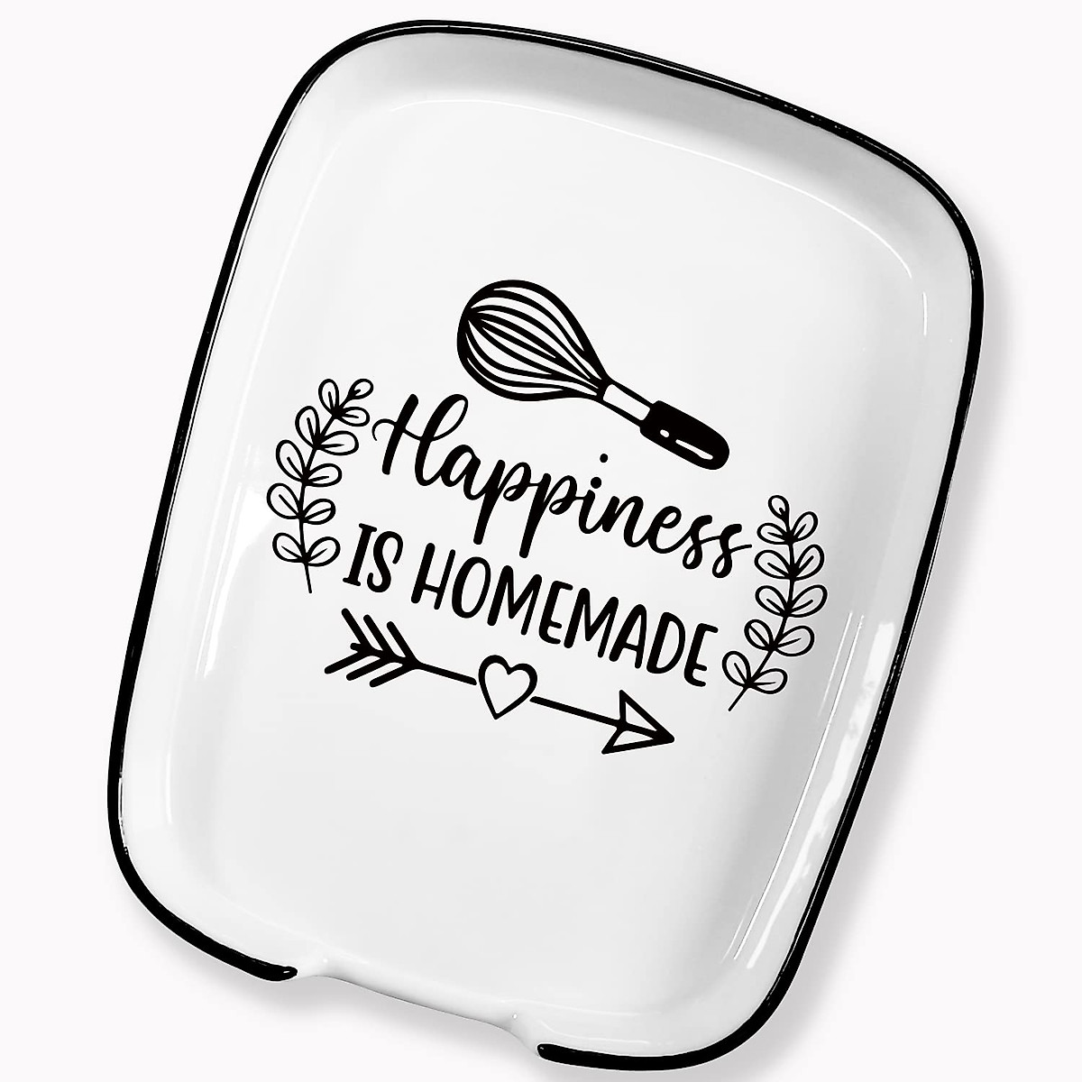 Spoon Fork Rest Happiness Is Homemade Ceramic Heat-Resistant Kitchenware Kitchen Accessory, Suitable for Dinner Party Host, Dining Table, Kitchen Countertop or Stove Top and Gift for Home Chef