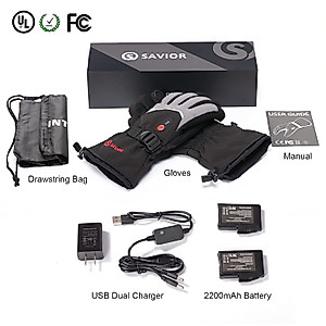 Rechargeable Heated Gloves Battery Electric Ski Gloves with 3 Heating Levels Touchscreen Waterproof Gloves for Men & Women