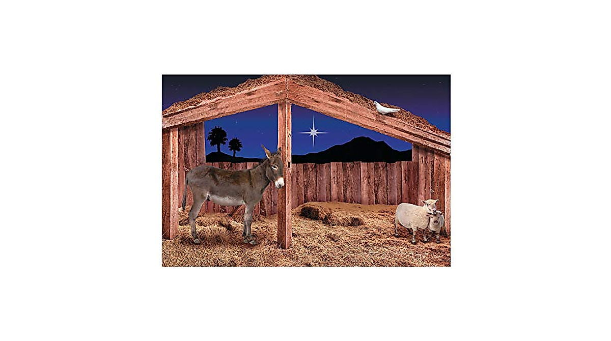 Large 9ft Nativity Stable Backdrop - Christmas Decoration