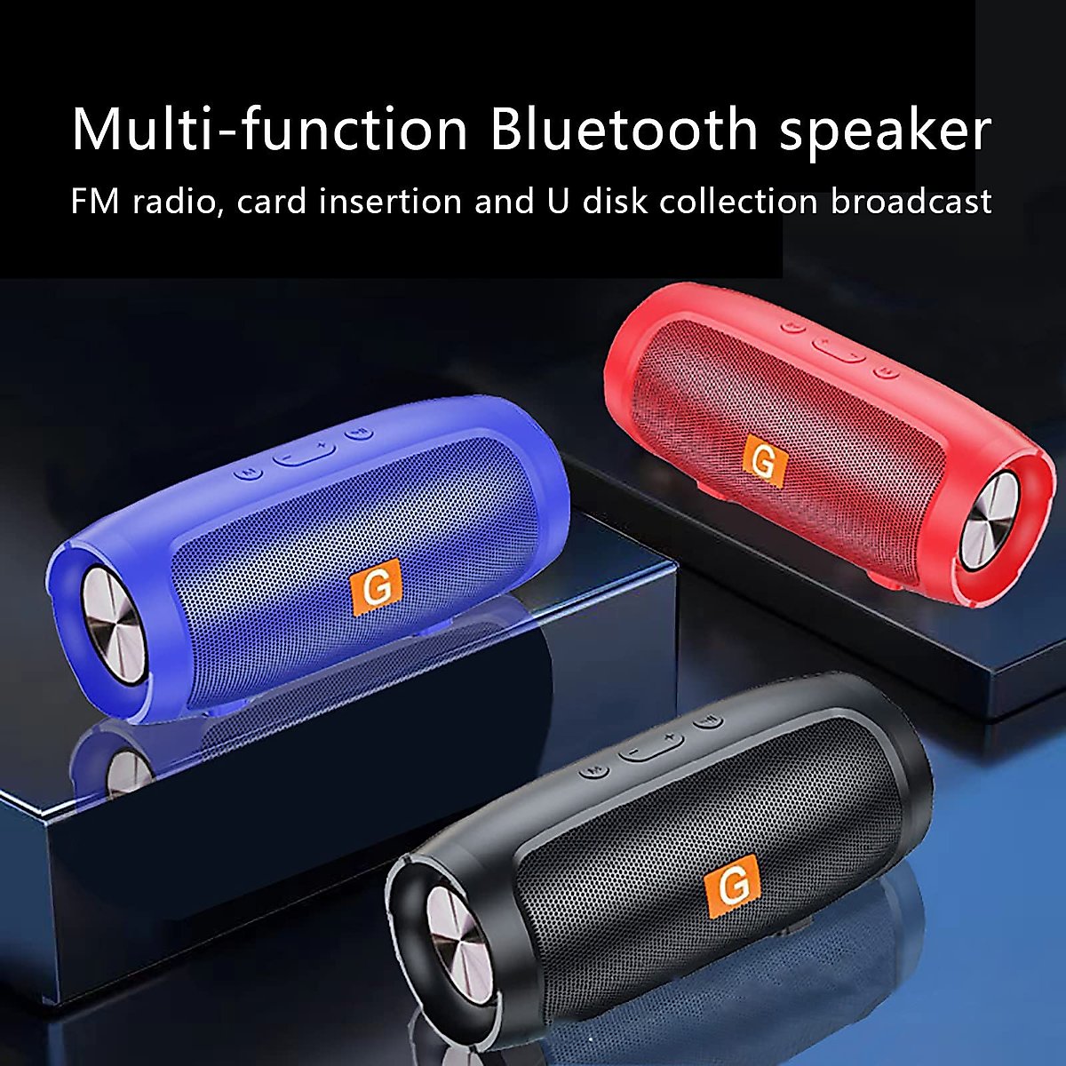 SAINGACE Wireless Handheld Bluetooth Speaker, 360 ° Balanced Surround Dual Speaker, Outdoor Portable Plug-in Subwoofer Dual Speaker Durable Smart Speaker, Mini Sound System, Home Radio (Black)