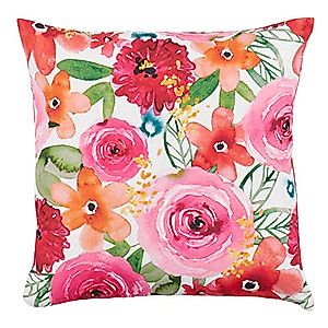 SARO LIFESTYLE Sara B Collection Santa Monica Floral Throw Pillow With Poly Filling, 18", Multi