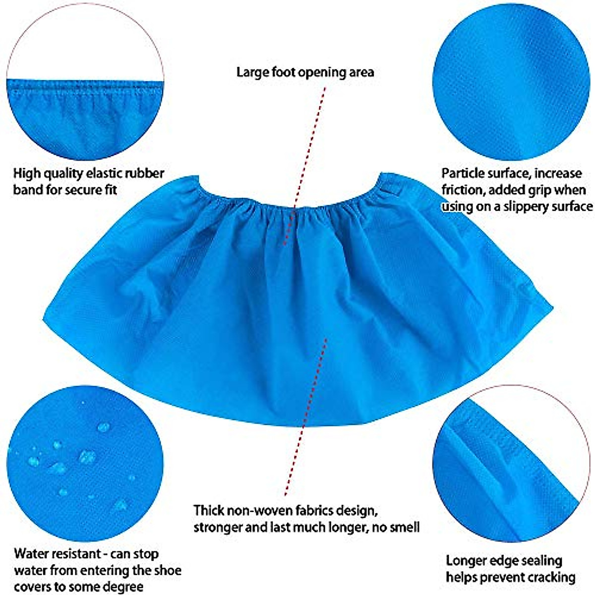 100pcs (50 Pairs) Non-woven Fabric Disposable Shoes Covers Elastic Band Breathable Dustproof Anti-slip Shoe Covers(Blue)