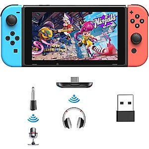 Bluetooth Adapter for Nintendo Switch/Lite, BT 5.0 Wireless Audio Transmitter with Low Latency USB C to A Converter for Bluetooth Headphone Speakers on PS4 PS5 PC Laptop Airpods