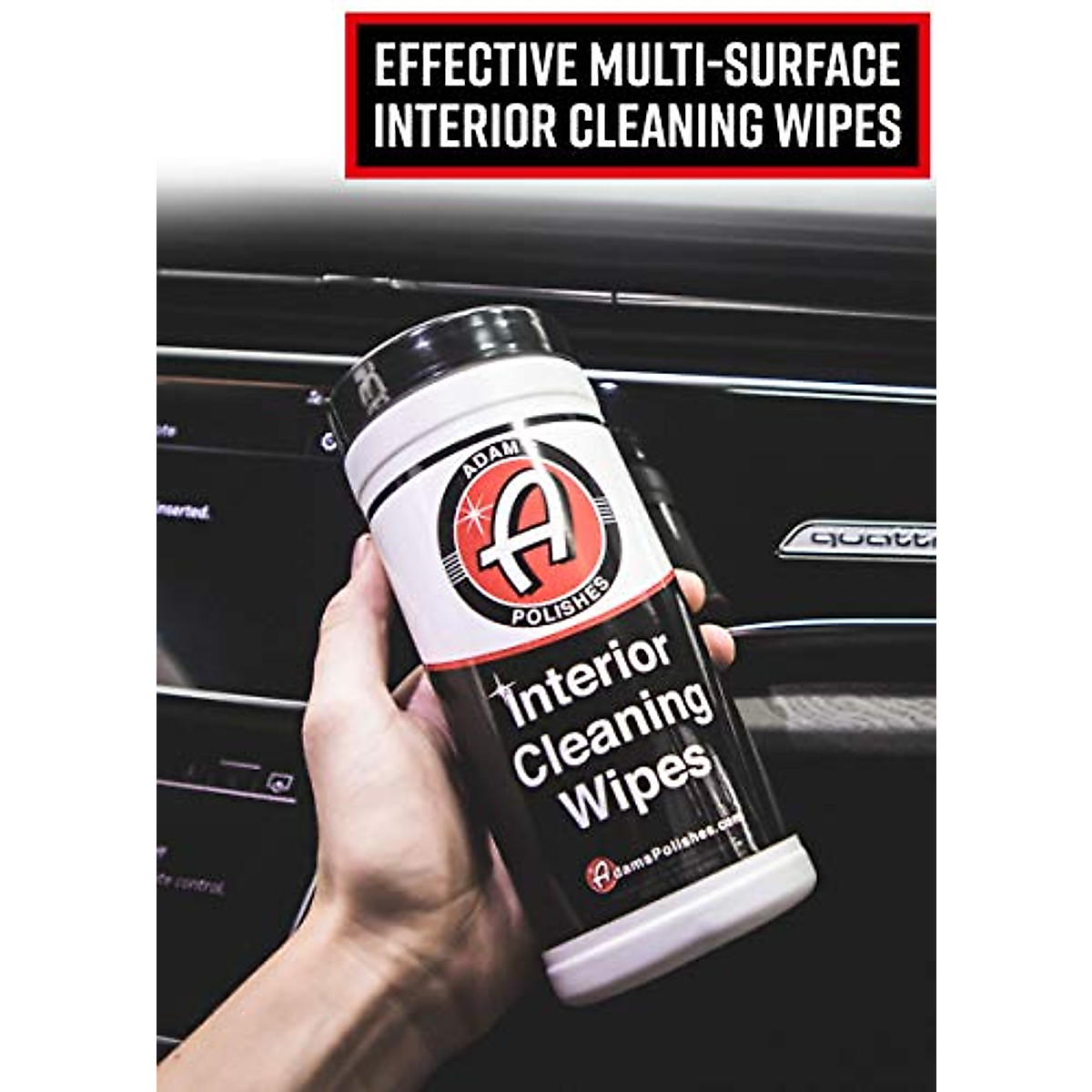 Adam's Interior Cleaning Wipes 30 (7 x 9 inch) Wipes - Powerful Cleaner Removes Embedded Dirt - Great for Leather and Vinyl Steering Wheels, Door Panels, Dashboards, Plastic, and Other Vinyl (3 Pack)