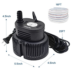 Pool Cover Pump Above Ground - Submersible Sump Pump, Swimming Water Removal Pumps, with Drainage Hose & 25 Feet Extra Long Power Cord, 850 GPH inGround, 3 Adapters Black