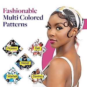 Janet Collection Melt LaFichu Edge Scarf with Baby Hair –Satin Head Wrap for Edge Style – Hand Knotted Scarf with Baby Hair (MONET)