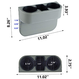 IOKONE Coin Side Pocket Console Side Pocket Leather Cover Car Cup Holder Auto Front Seat Organizer Cell Mobile Phone Holder (Gray)