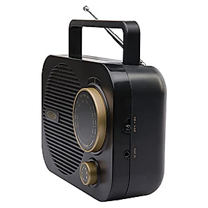 Jensen MR-550 Gold Modern Portable AM/FM Radio, Vintage Retro Rotary Dial with Built in Speakers + Aux Line-in, Power Plug or 4 x ‘C’ Batteries - (Limited Edition)
