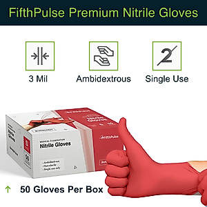 Light Burgundy Nitrile Disposable Gloves - 50 Count - 3 Mil Nitrile Gloves Medium - Powder and Latex Free Rubber Gloves - Surgical Medical Exam Gloves - Food Safe Cooking Gloves