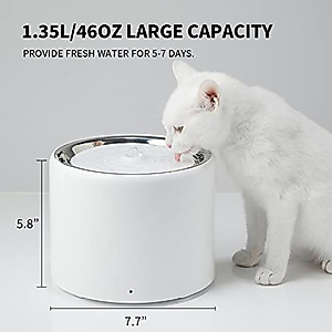 PETKIT Stainless Steel Cat Water Fountain with Wireless Pump, Dog Cat Water Fountain Dispenser,Ultra Quiet Pet Water Founatin for Cats and Small Dogs