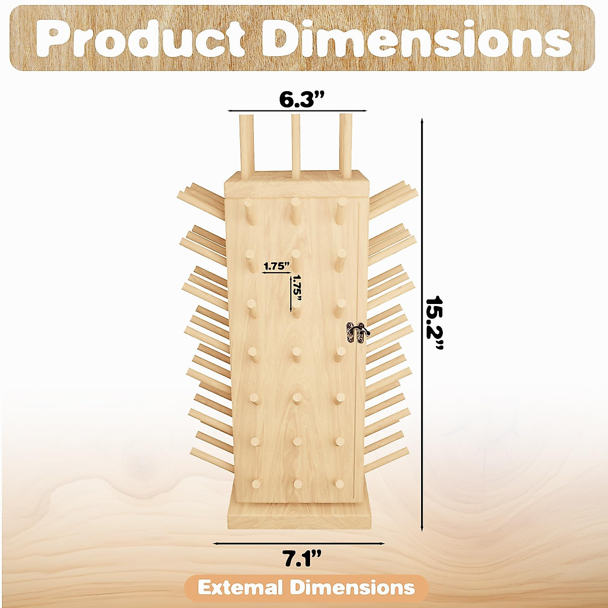 guwealthy 93 Spools Wooden Thread Rack, 【2024 NEW 】 360° Fully Rotating Wooden Thread Rack/Thread Holder Organizer for Sewing, Quilting, Embroidery, Hair-braiding and Jewelry Storage