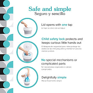PurePail Go Portable Diaper Pail — White — Superior Odor Control with No Added Fragrance — Collapses for On-The-Go — Compact & Space-Saving