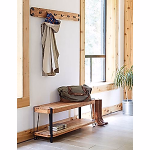 Alaterre Furniture Ryegate Solid Wood with Metal Wall, Natural Coat Hooks