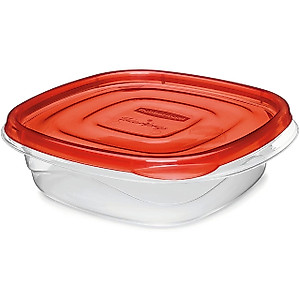 Rubbermaid TakeAlongs 2.9-Cup Square Food Storage Containers, 4-Pack, Chili Red