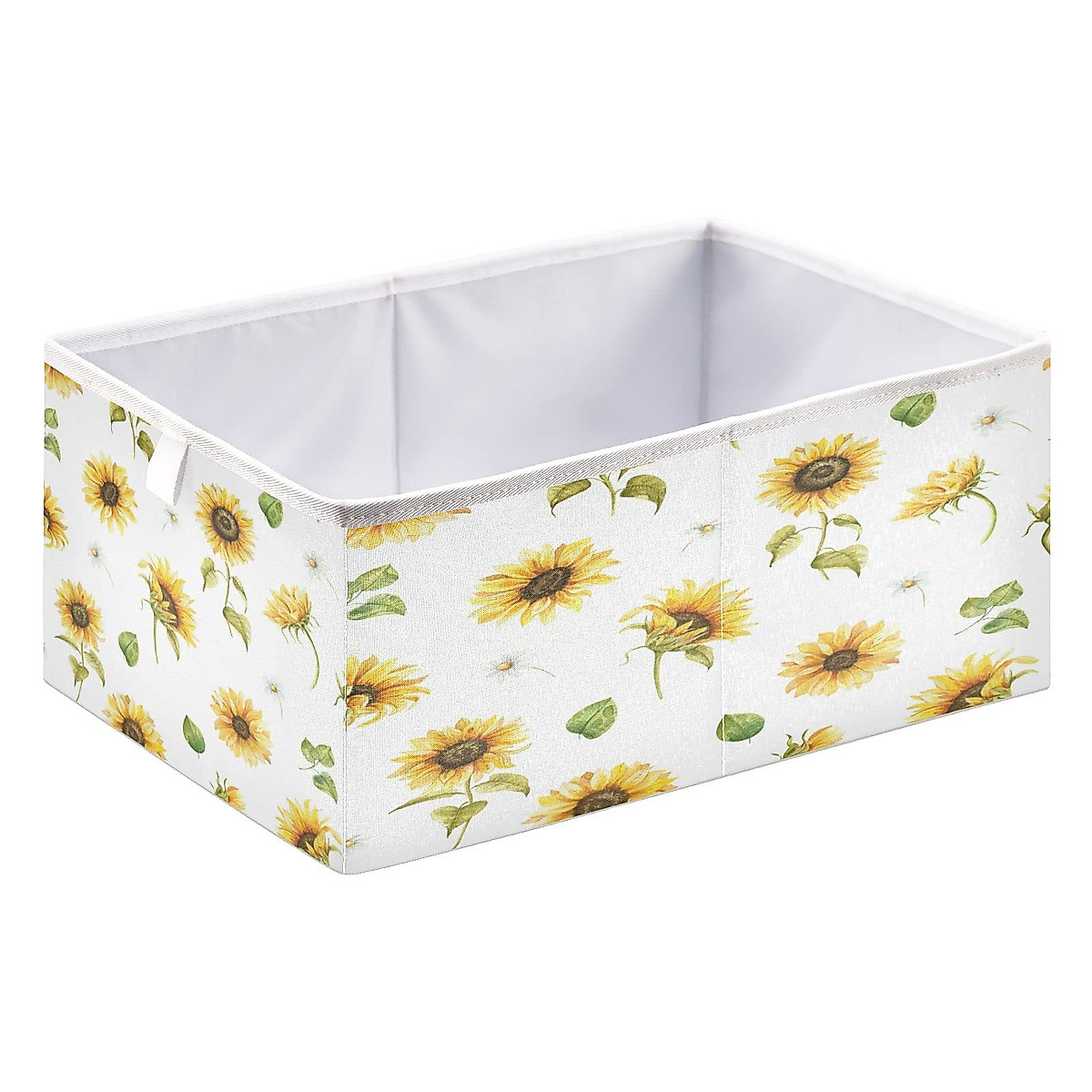 Kigai Watercolor Sunflower Cube Storage Bins - 11x11x11 In Large Foldable Storage Basket Fabric Storage Baskes Organizer for Toys, Books, Shelves, Closet, Home Decor
