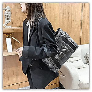 big Quilted Padding Tote Handbags Women Lightweight Padded Nylon Large Puffy Puffer purse Bag Multi Pockets shoulder bag