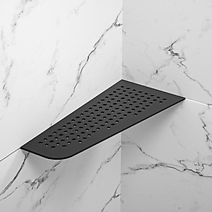 Bernkot Corner Shower Shelf 12" Matte Black 304 Stainless Steel Quadrilateral Corner Shelf Heavy Duty Recessed Bathroom Black Shelf No Drilling Needed