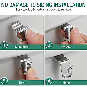 MUAKIOY Vinyl Siding Clips Hooks (20 Pack), Heavy Duty No-Drill No Hole Damage-Free Siding Hangers for Outdoor Wall Lights Wreaths Garland Hanging, Front Porch Patio Decor