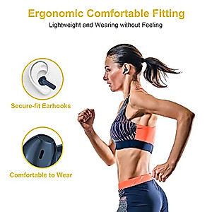Bluetooth Headphones 5.1, True Wireless Earbuds 25H Playtime Built-in 4 Mics, CVC8.0 ENC Clear Calls, Deep Bass, USB-C Fast Charge, IPX5 Waterproof, Ear Buds for Sport Work