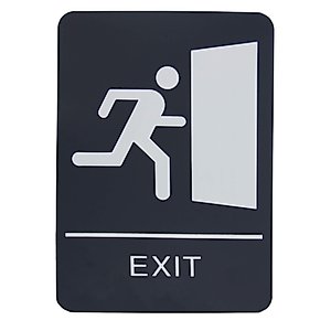 Black & White ADA Exit Sign with Braille-9" x 6"