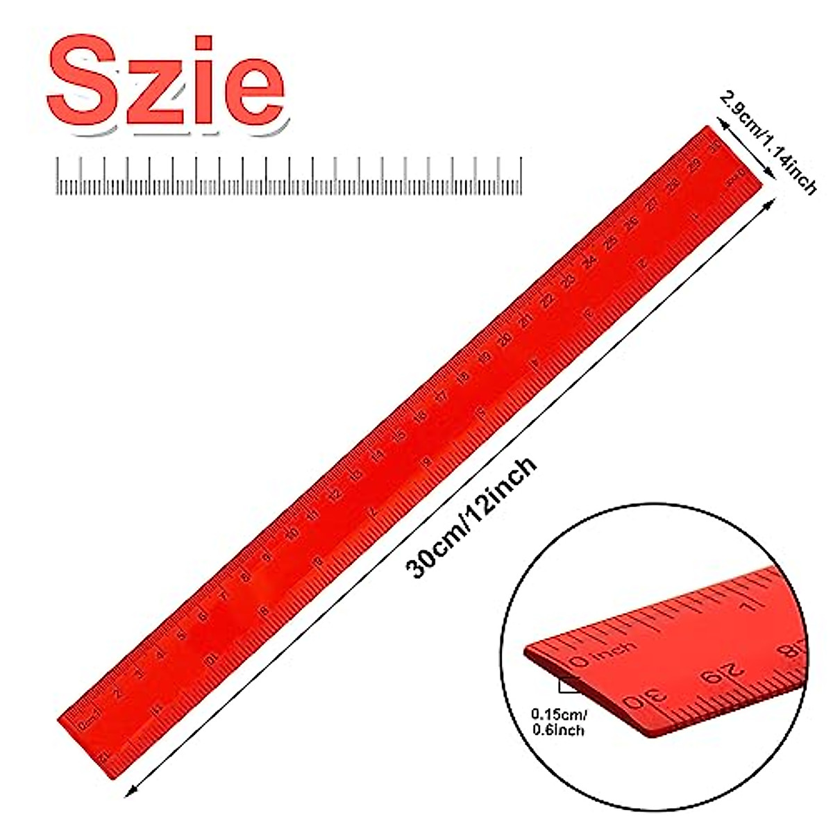 30PCS Clear Ruler Plastic Rulers 12 Inch, with Inches and Metric for School Classroom, Home, or Office (Multicolour)