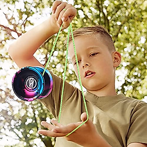 Responsive Yoyos Beginners Auto Return Yo Yo, Professional Alloy Aluminum Yoyo Ball Unresponsive Bearing for Beginner and Intermediate Yoyo Players for String Tricks, Glove and 5 Strings，SR-Y10