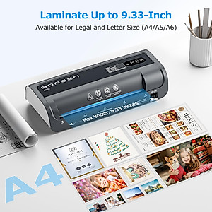 BONSEN Laminator Machine with Laminating Sheets 20 Pouches, 9-Inch Thermal Laminator for Home Office School Use, Personal 4-in-1 A4 Hot Cold Laminating Machine with Paper Trimmer and Corner Rounder