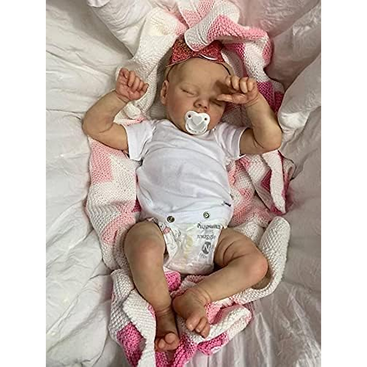 iCradle Reborn Baby Doll 18Inch Silicone Full Body Real Looking Girls Newborn Toddlers Waterproof with Sleeping Baby Eyes Closed Kids Playmate Toy for Age 3+