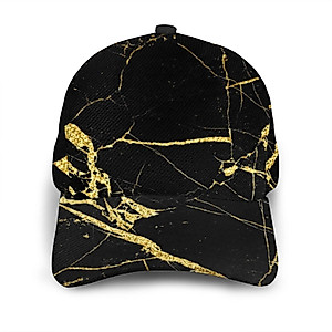 Classic Polo Style Baseball Cap Chic Black and Gold Marble Texture Adjustable Fits Men Women Low Profile Hat Unconstructed Dad Hat