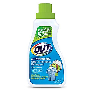 OUT ProWash Workwear Odor Eliminator, Laundry Detergent for Work Clothes and Uniforms, Active Wear, Towels, Pets, and Stains caused by Sweat, Food, Smoke, and Pets, 22 Ounce
